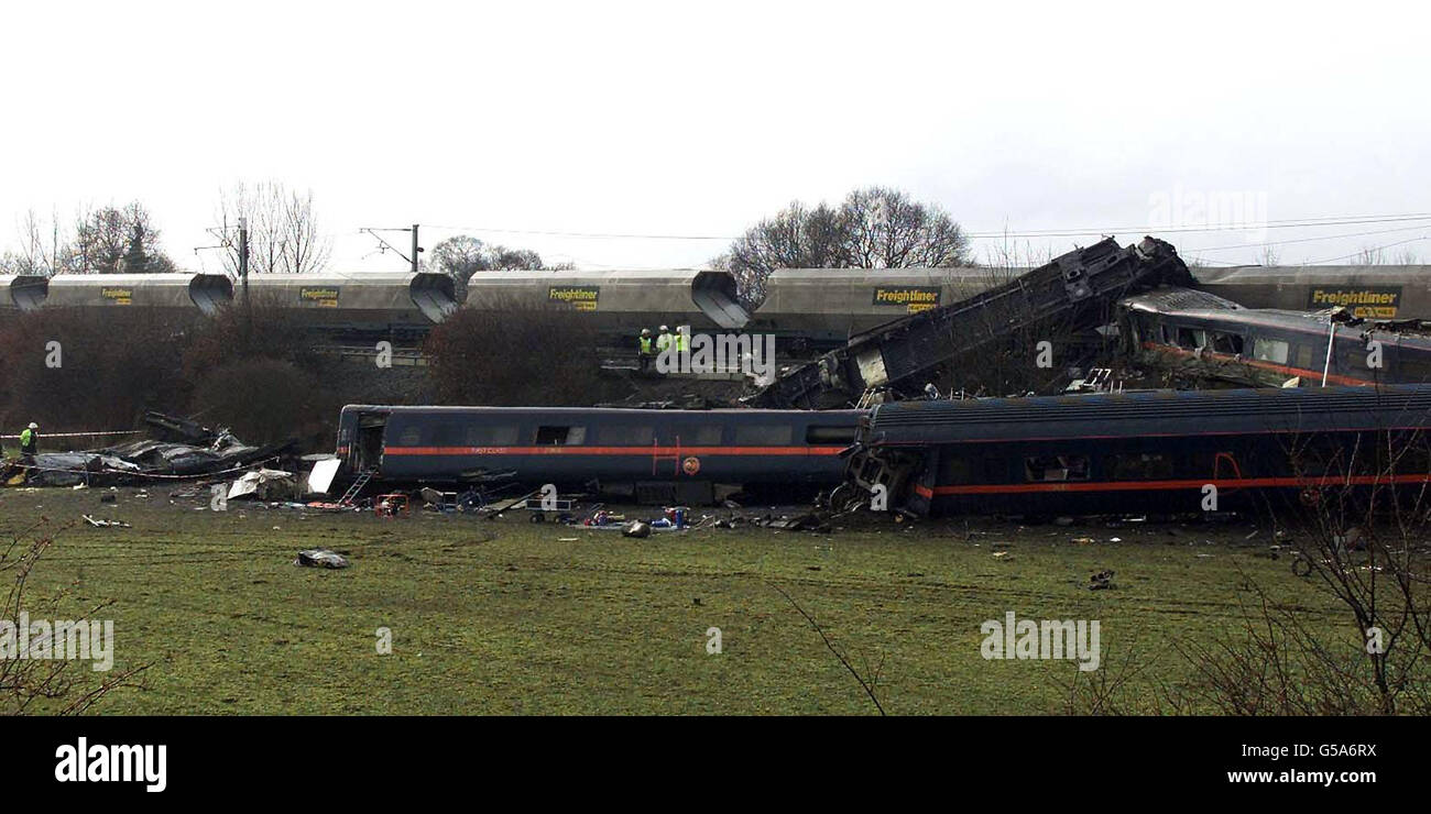 Train Crash scene Stock Photo - Alamy