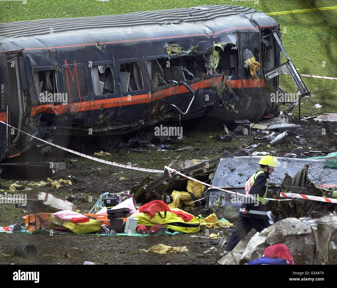 Train Crash scene Stock Photo - Alamy