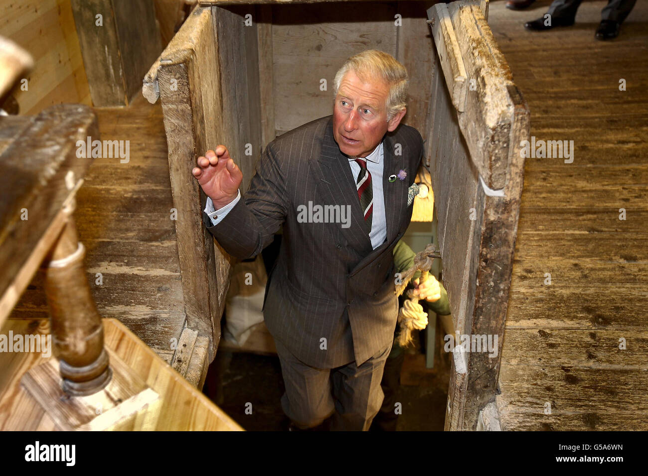 The Prince of Wales is shown the restored Felin Ganol Mill by miller ...