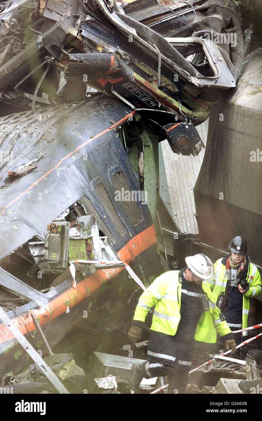 Train Crash scene Stock Photo - Alamy