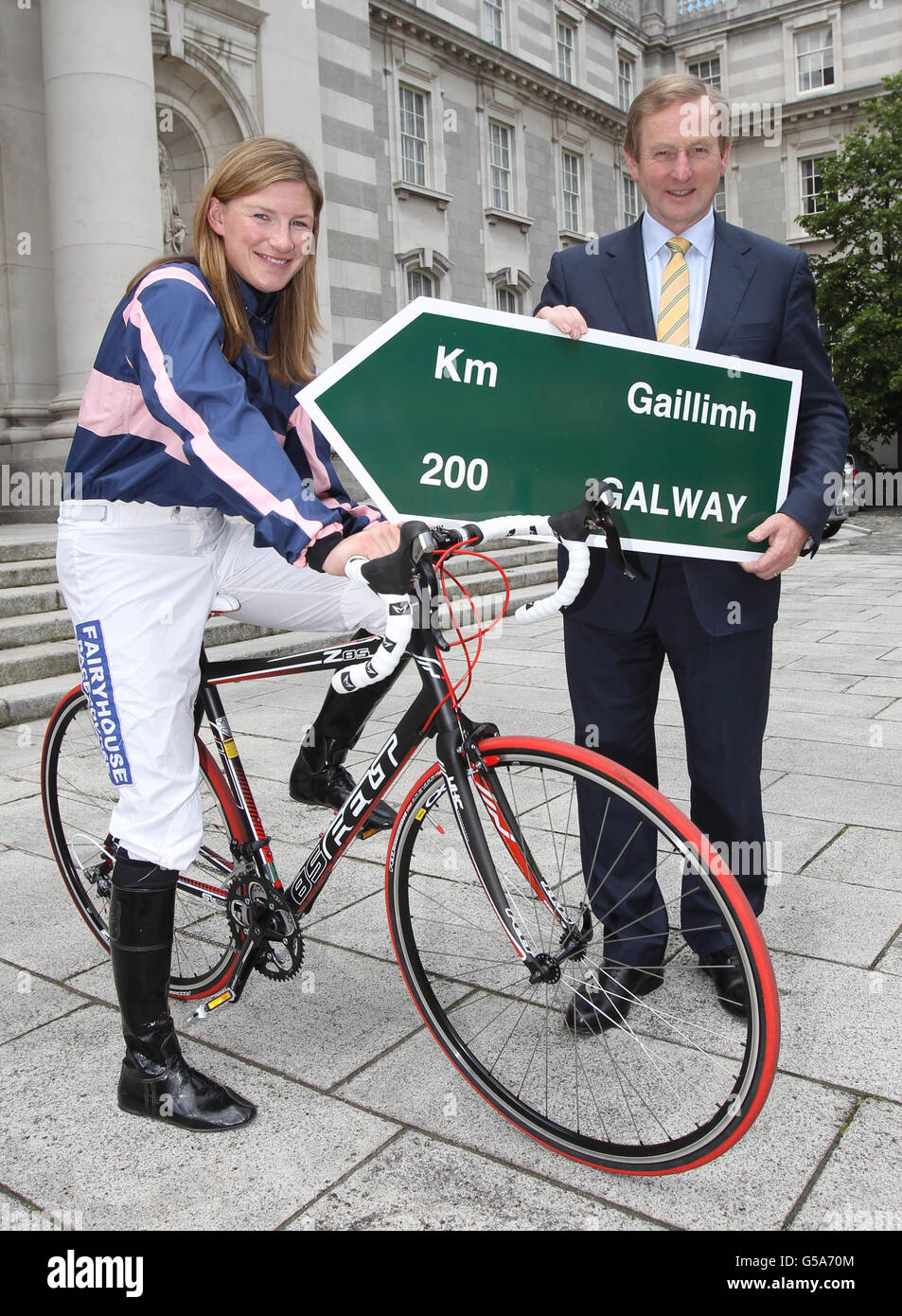 Champion jockey Nina Carberry with Taoiseach Enday Kenny at Government ...