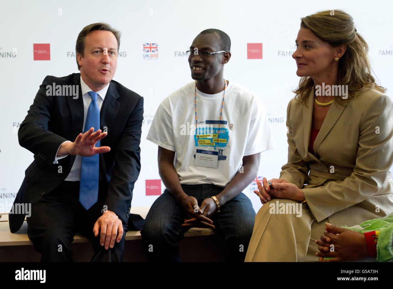Prime Minister David Cameron (left) and Melinda Gates (right), co ...