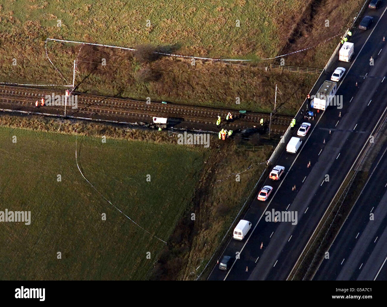Selby train crash aerial view Stock Photo - Alamy