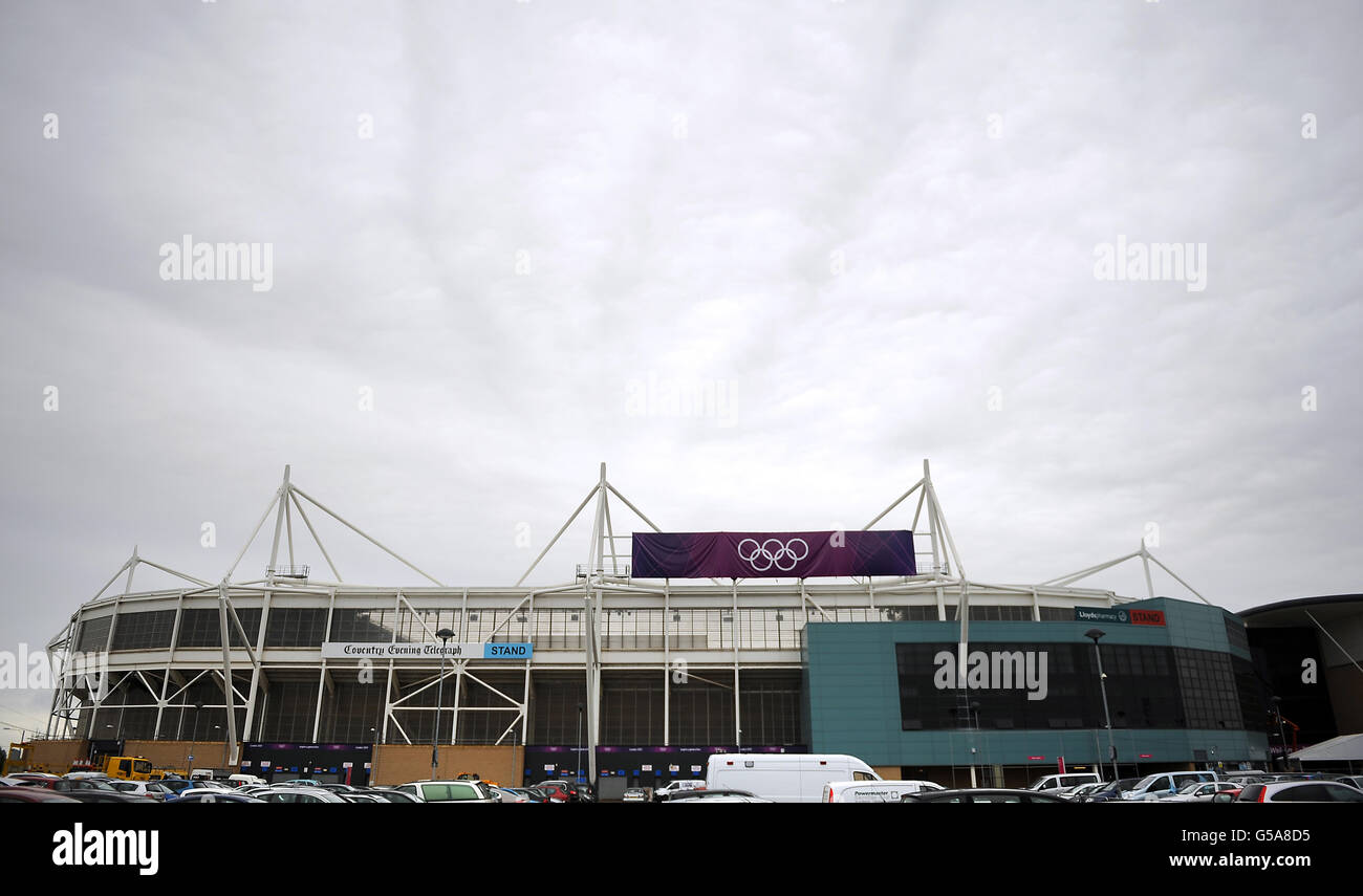 General view of the Ricoh Arena, Coventry, with Olympic branding Stock ...