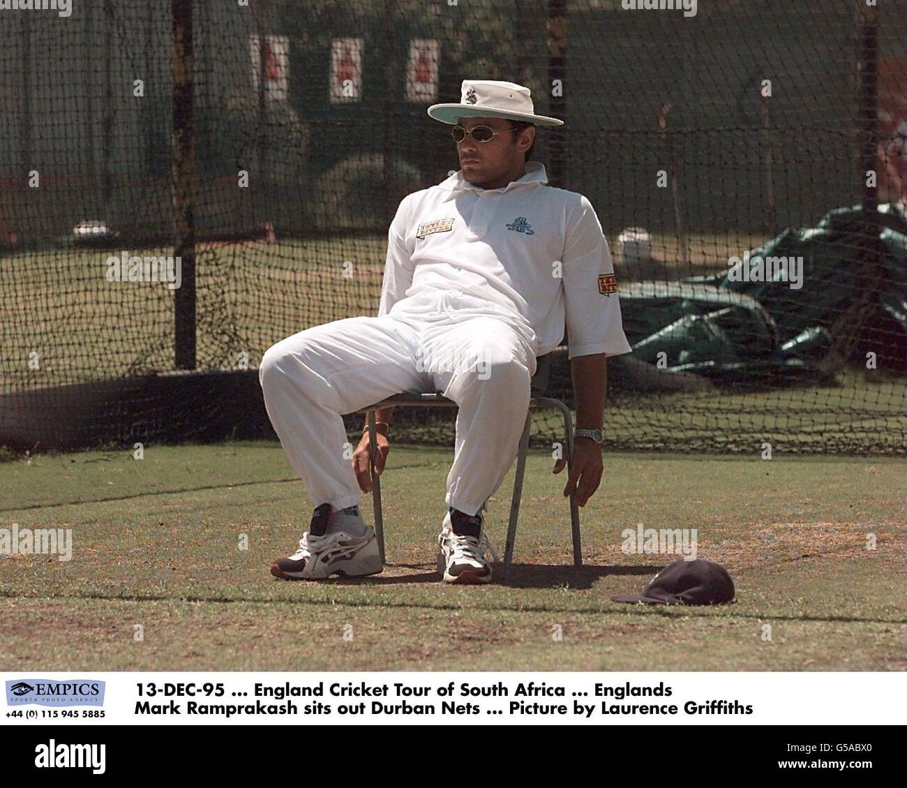 Englands mark ramprakash sits out durban nets hi-res stock photography ...