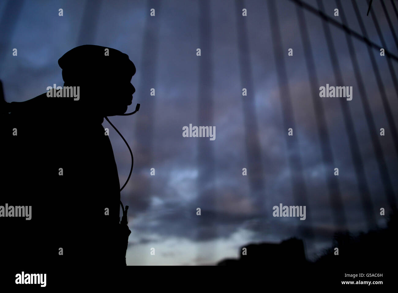 A member of the British Army stands in Tobacco Dock in Wapping, east ...