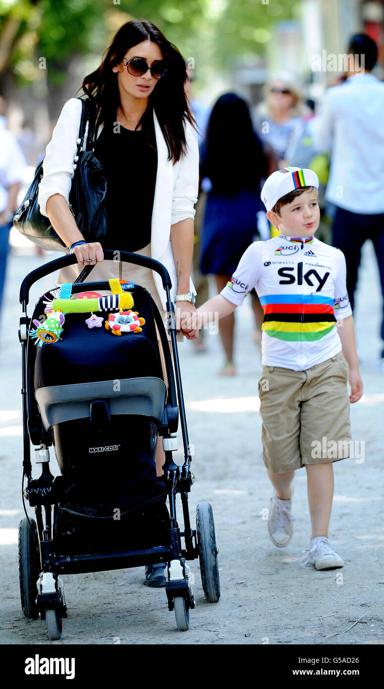 The partner of Great Britain's Mark Cavendish, Peta Todd, pushes their ...