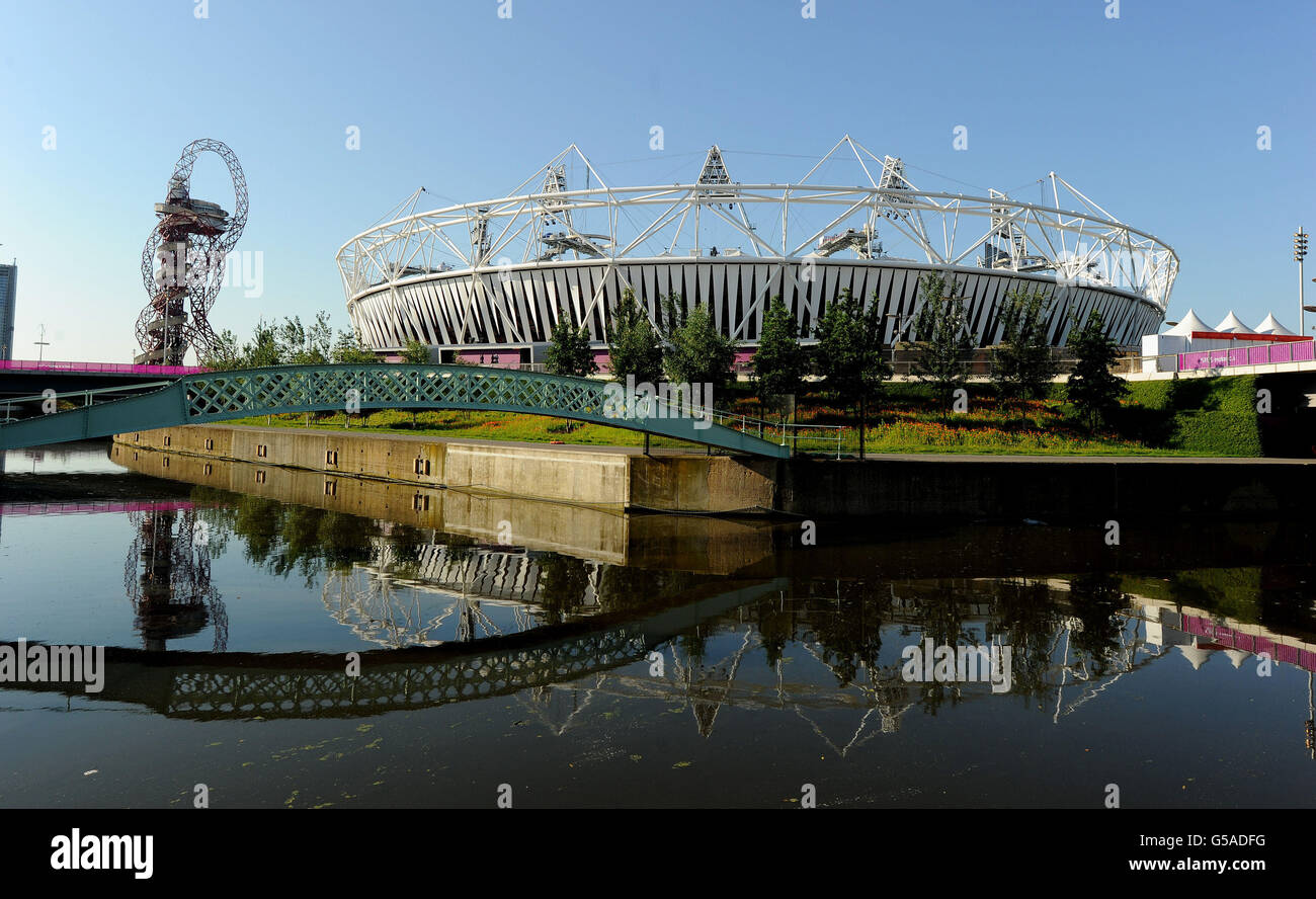 The Olympic Stadium in east London bathed in sunshine as the countdown ...
