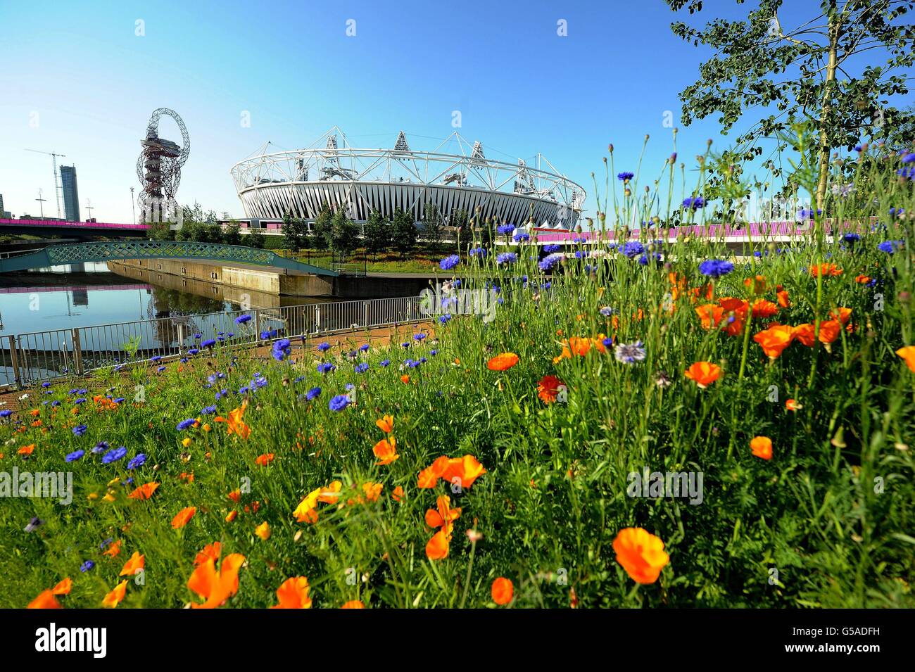 The Olympic Stadium in east London bathed in sunshine as the countdown ...