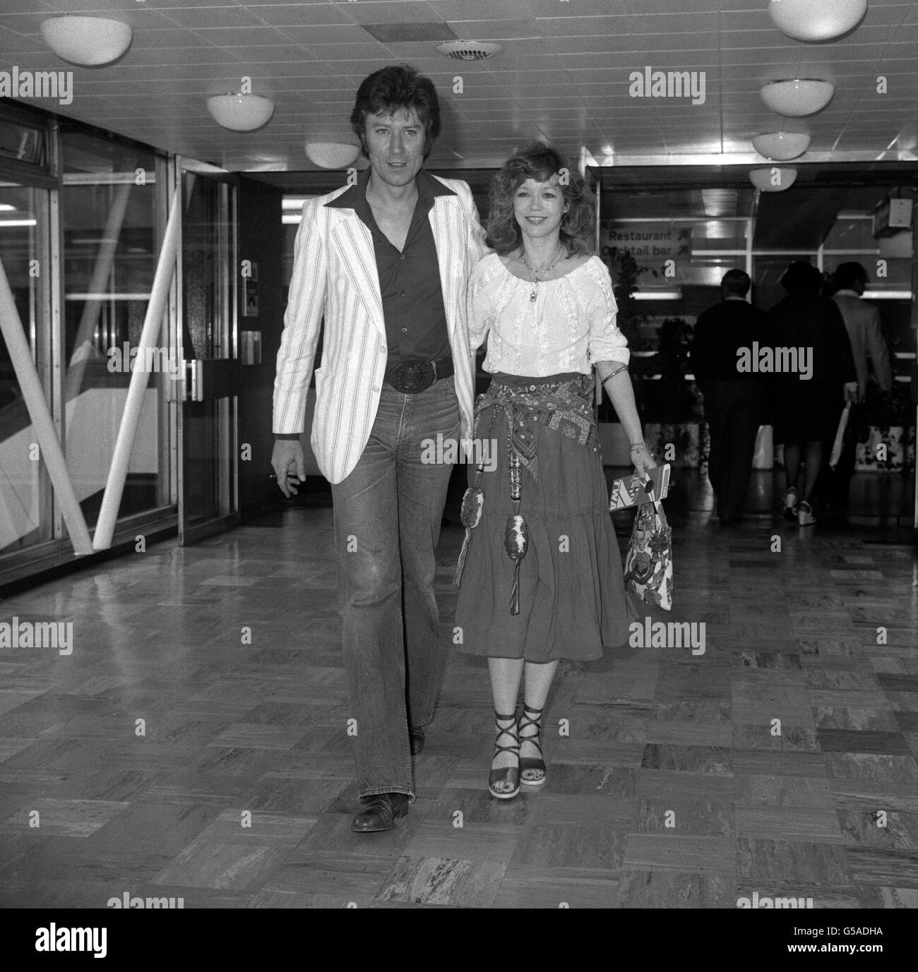 Actress Angharad Rees, accompanied by actor Robin Ellis, who were ...
