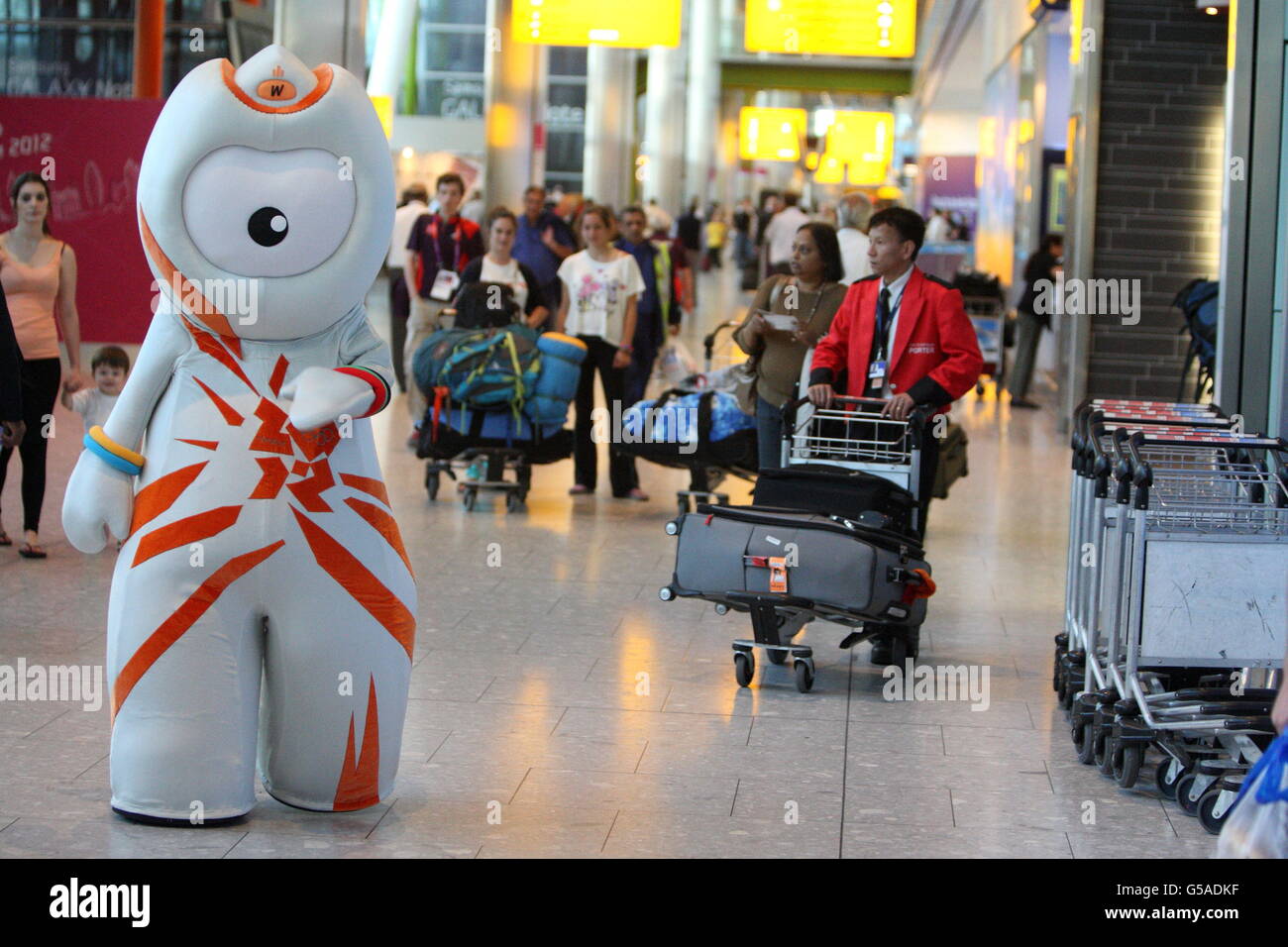 Olympics london 2012 mascots visit heathrow airport hi-res stock ...