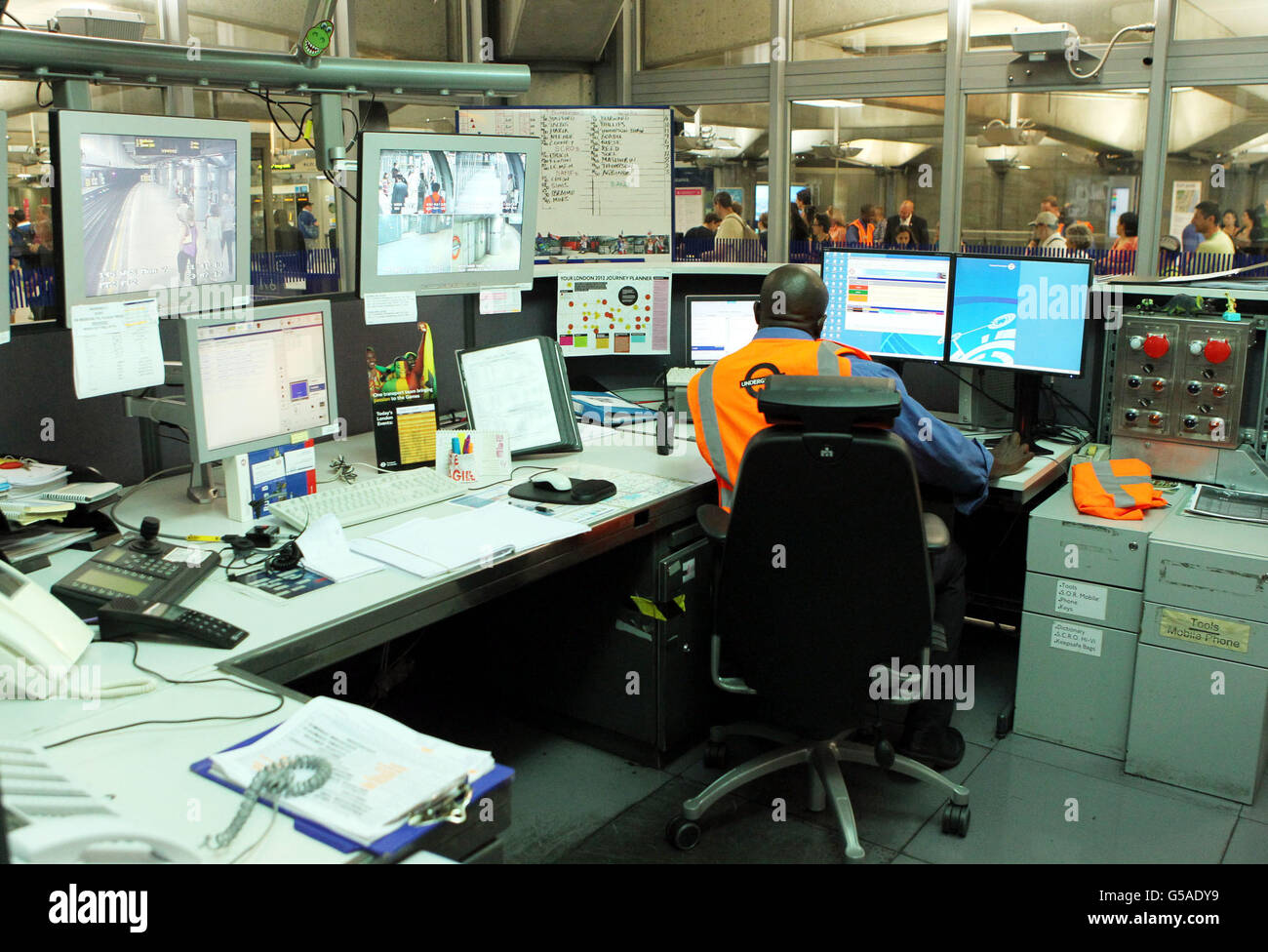 A view of a the control room at Westminster underground station as tube ...