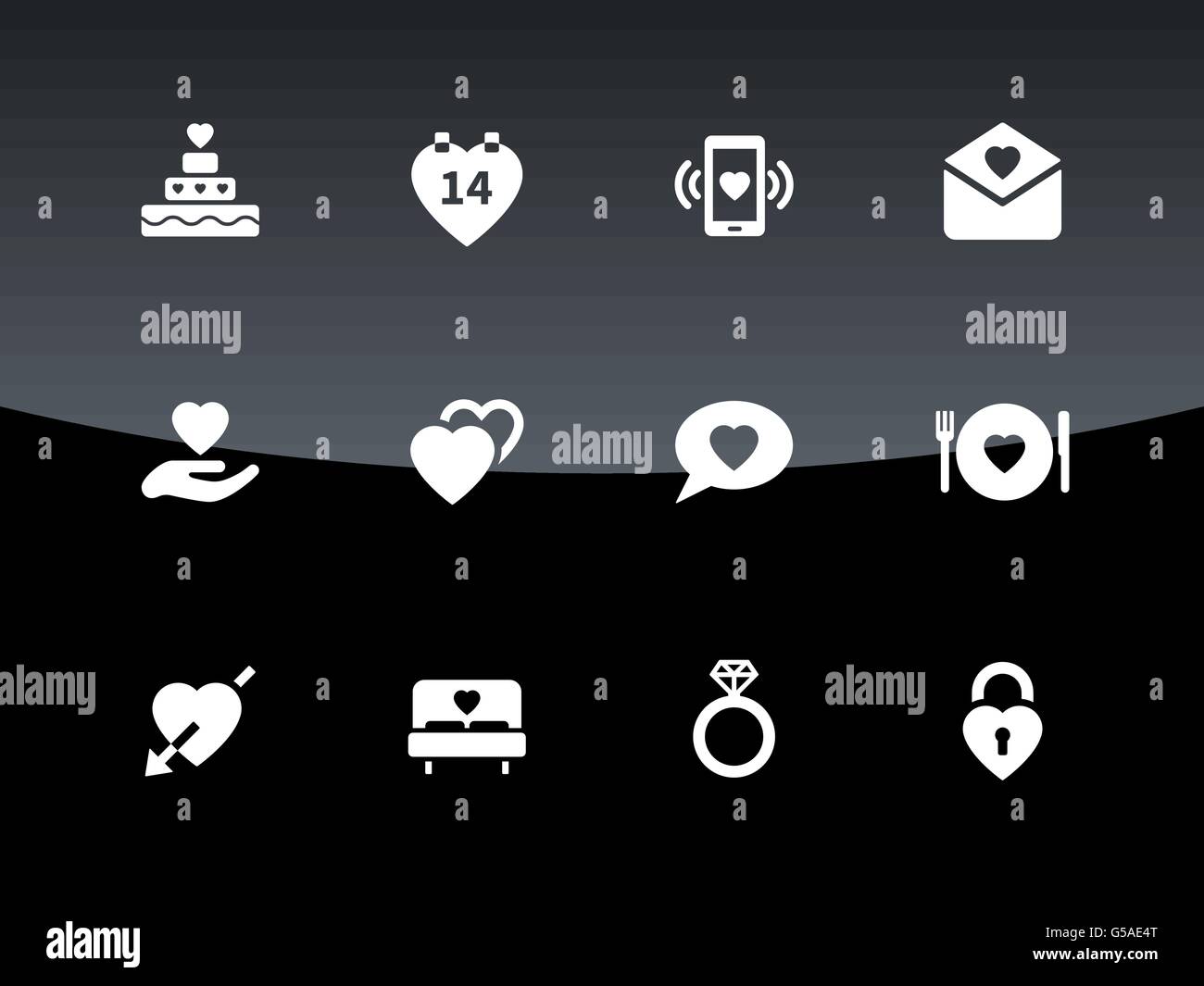 Love and romantic icons on black background Stock Vector Image & Art ...