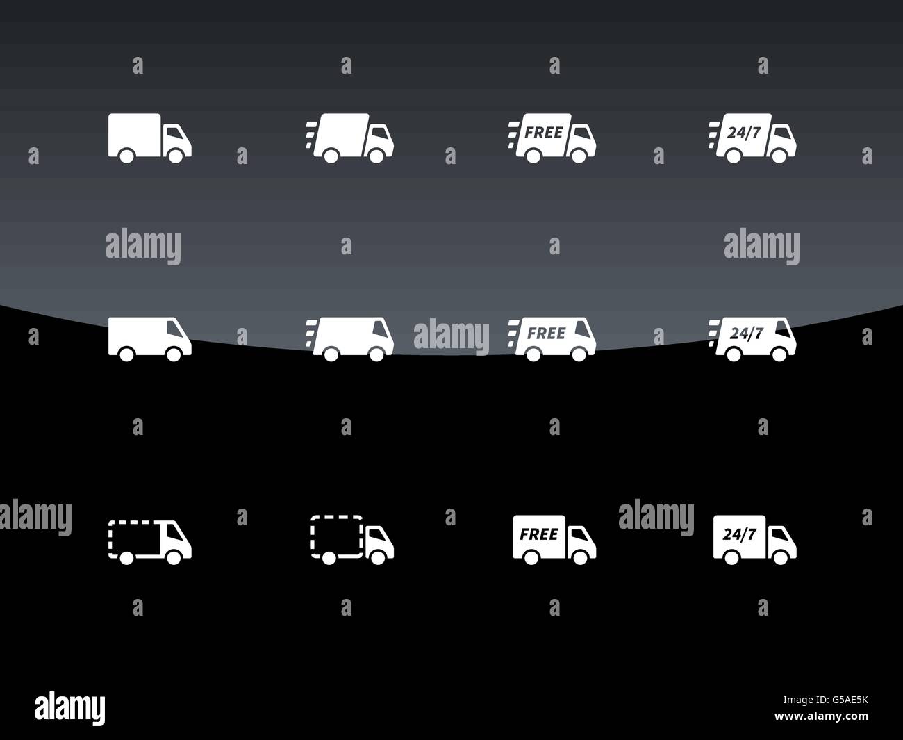 Commercial van icons on black background Stock Vector Image & Art - Alamy