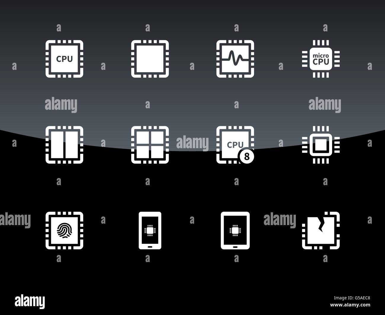 CPU icons on black background Stock Vector Image & Art - Alamy