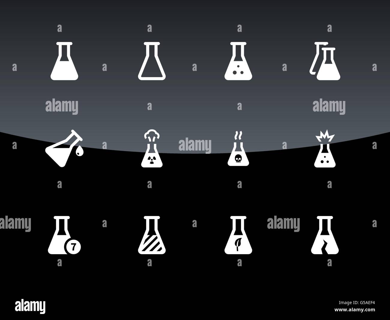 Medical lab flask icons on black background Stock Vector Image & Art ...