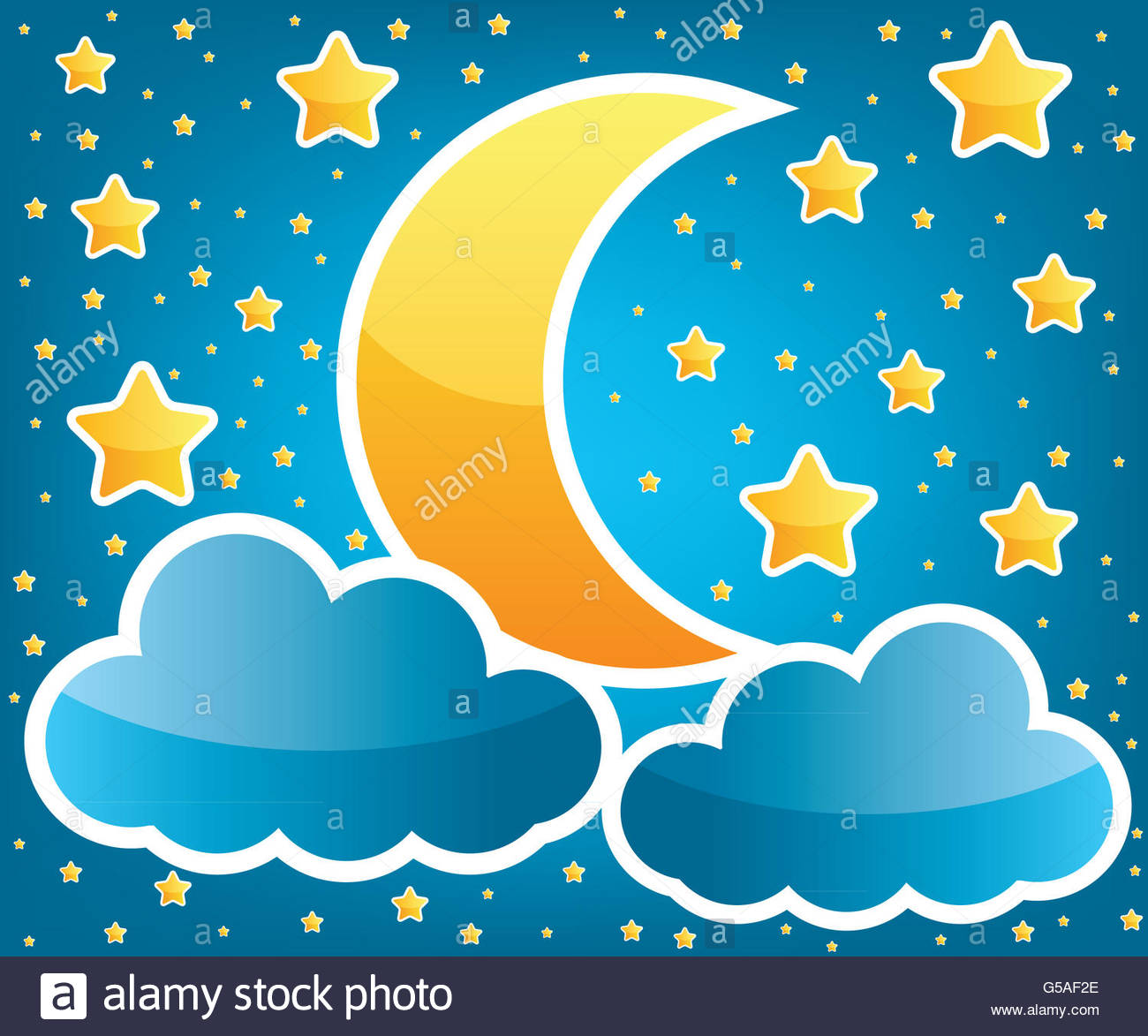 Moon And Stars Illustration Stock Photos & Moon And Stars Illustration ...