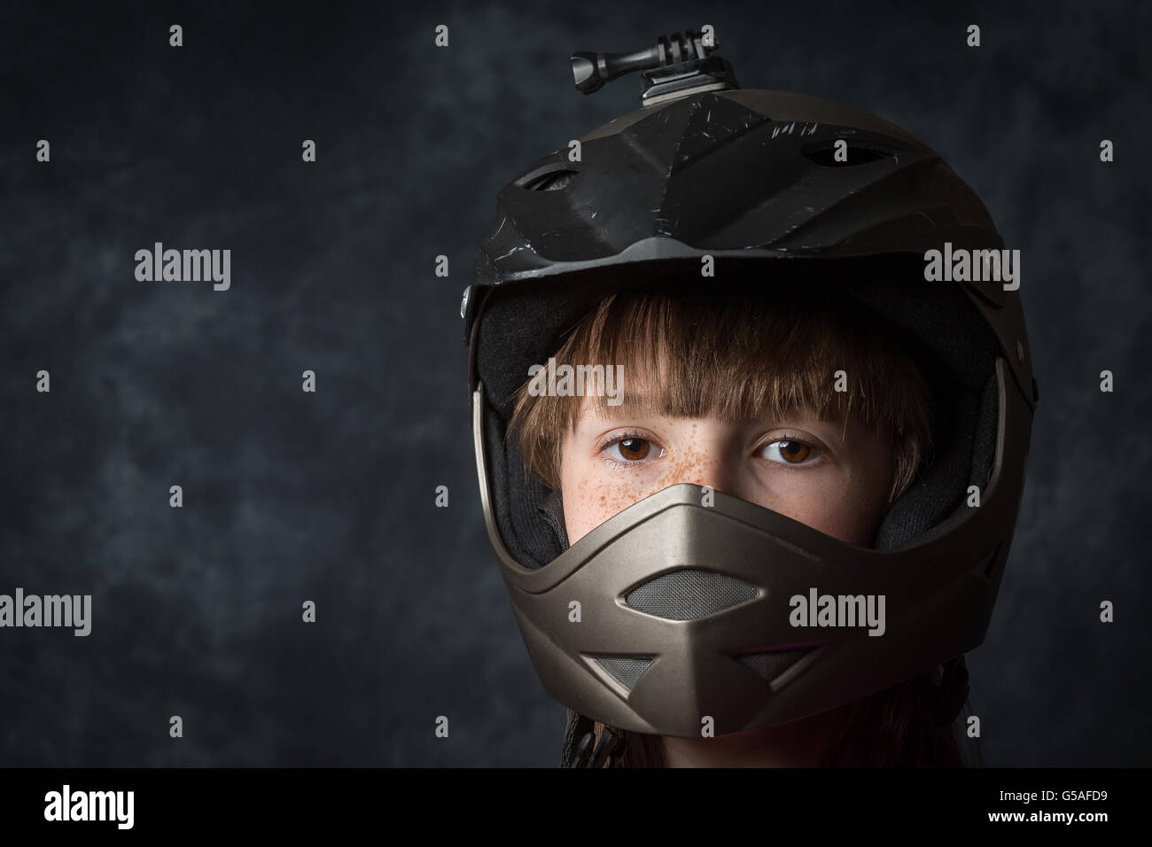 Girl In BMX helmet Stock Photo - Alamy