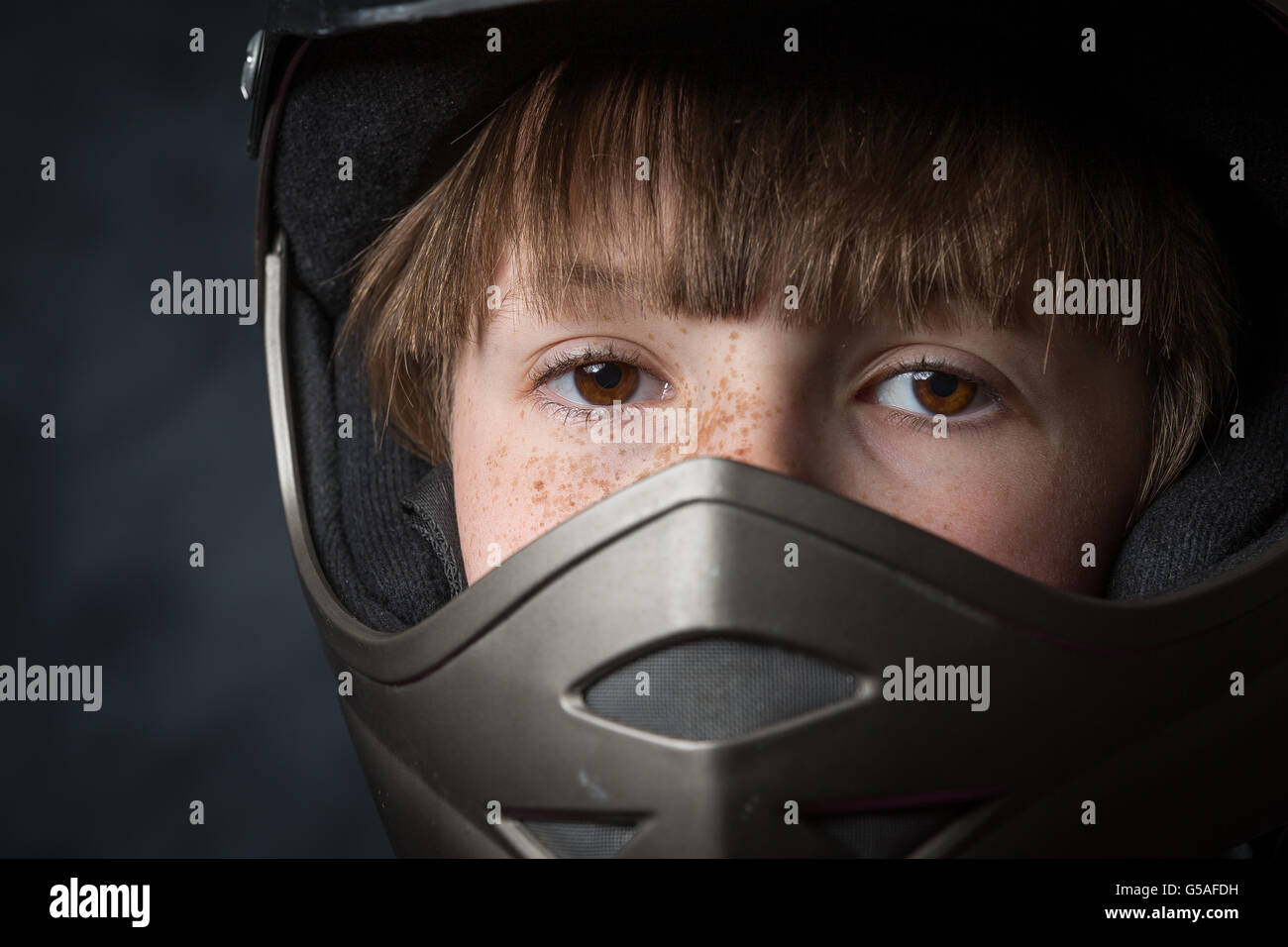 Girl In BMX helmet Stock Photo - Alamy
