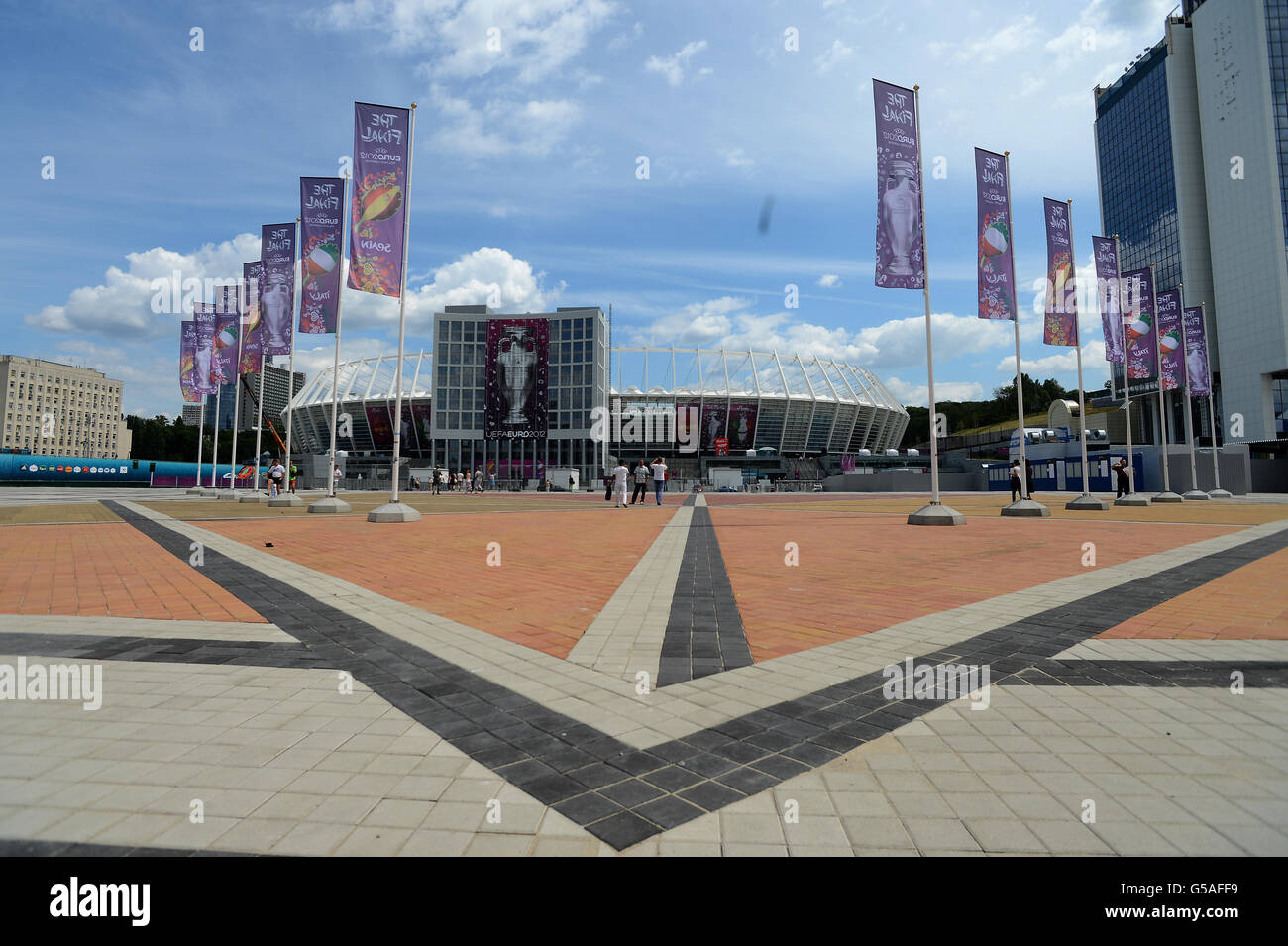Stadium signage for the final around the stadium with The Olympic ...