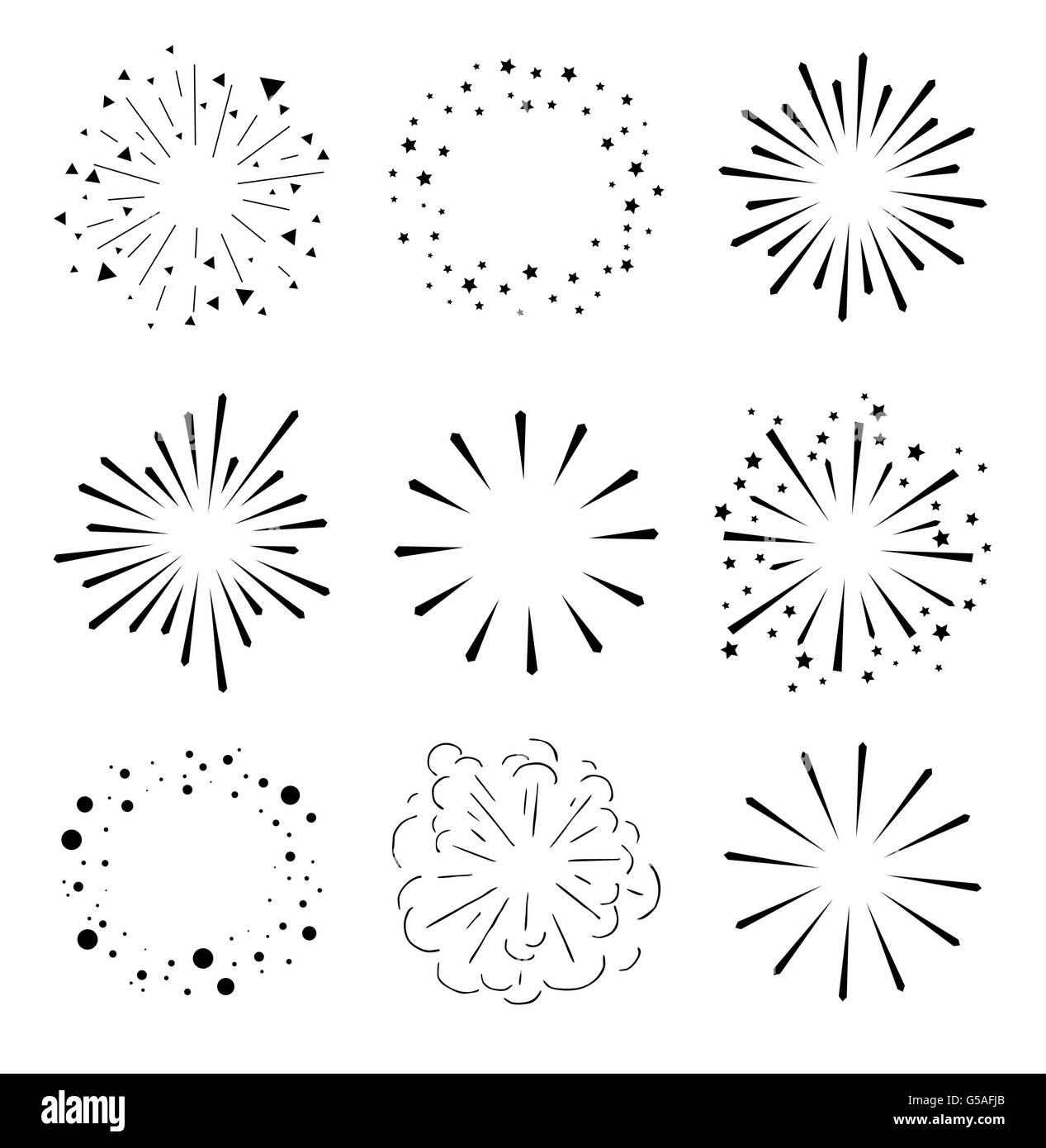 Set of Sparkles and Bursts. Minimal design. Geometric Shapes , Light ...