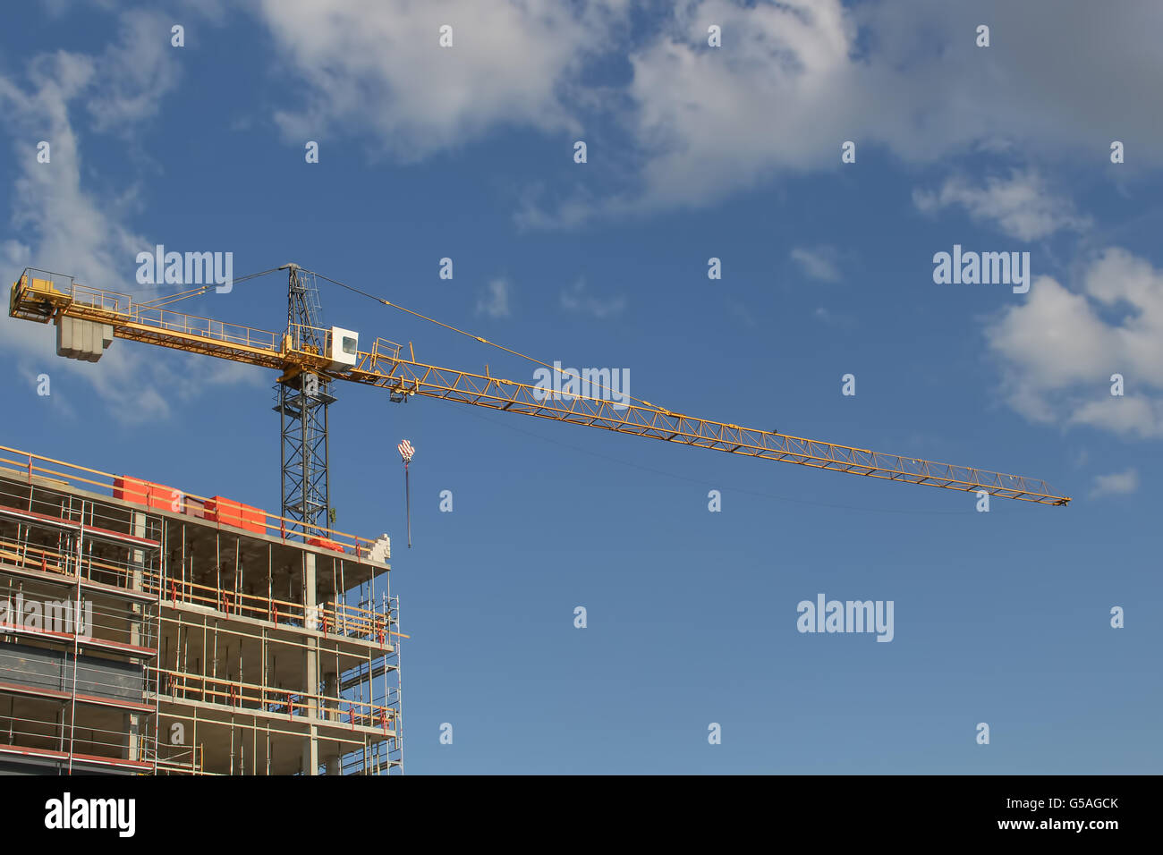 Crane and building construction site. Construction concept Stock Photo ...