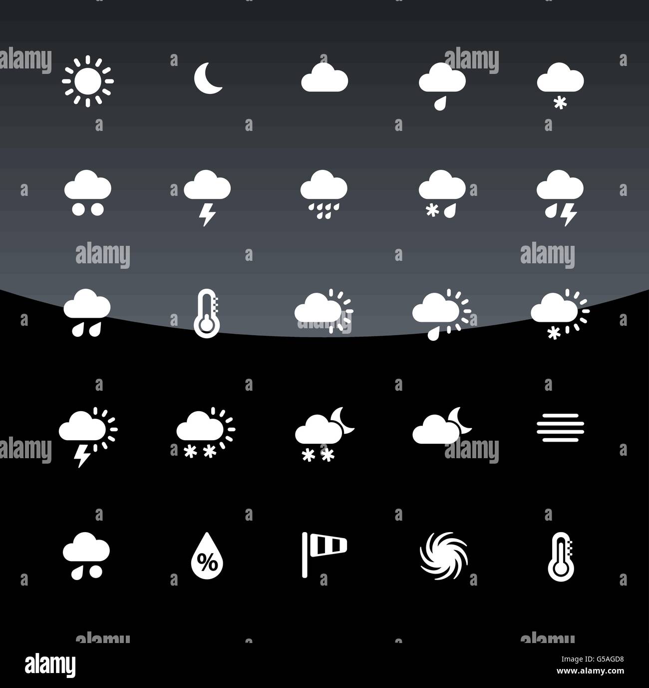 Weather icons on black background Stock Vector Image & Art - Alamy