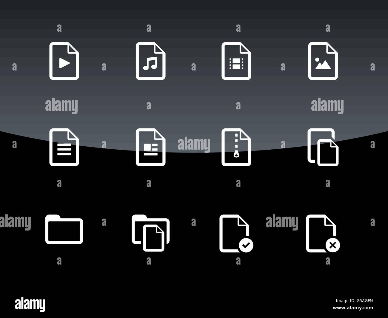 Set of Files icons on black background Stock Vector Image & Art - Alamy