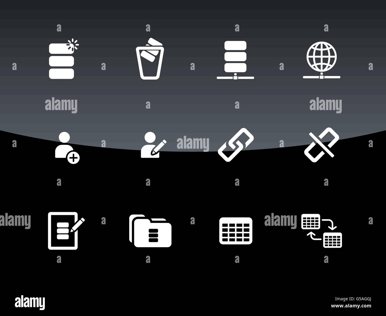 Database icons on black background Stock Vector Image & Art - Alamy