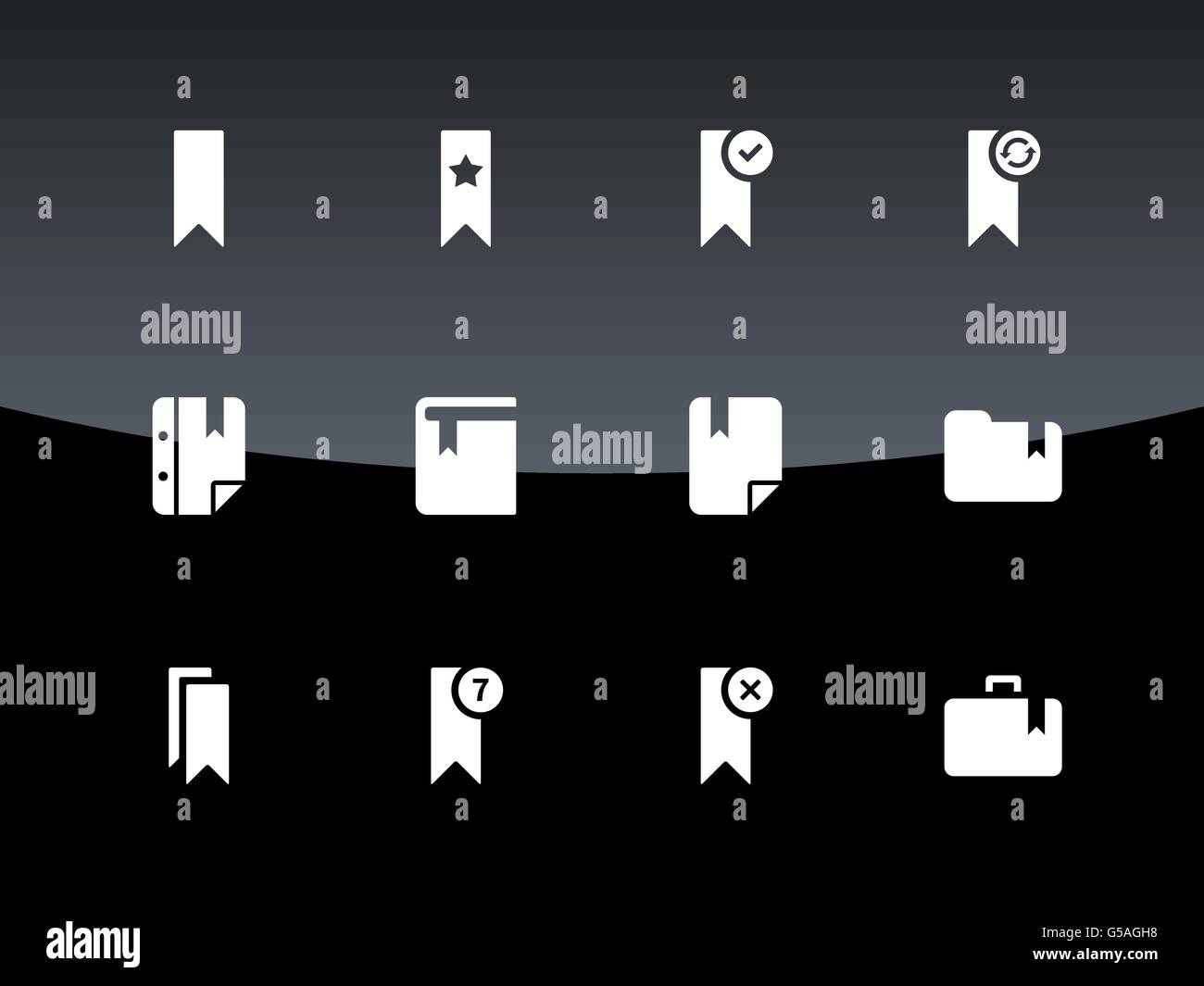 Bookmark, tag, favorite icons on black background Stock Vector Image ...