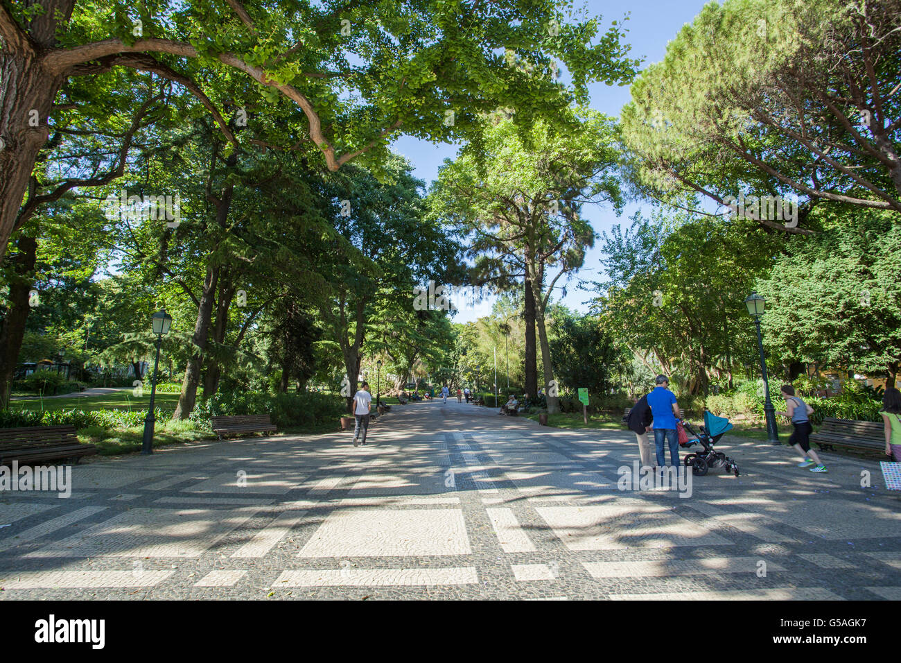 The Estrela Gardens (Jardim da Estrela) across from Estrela Basilica in ...