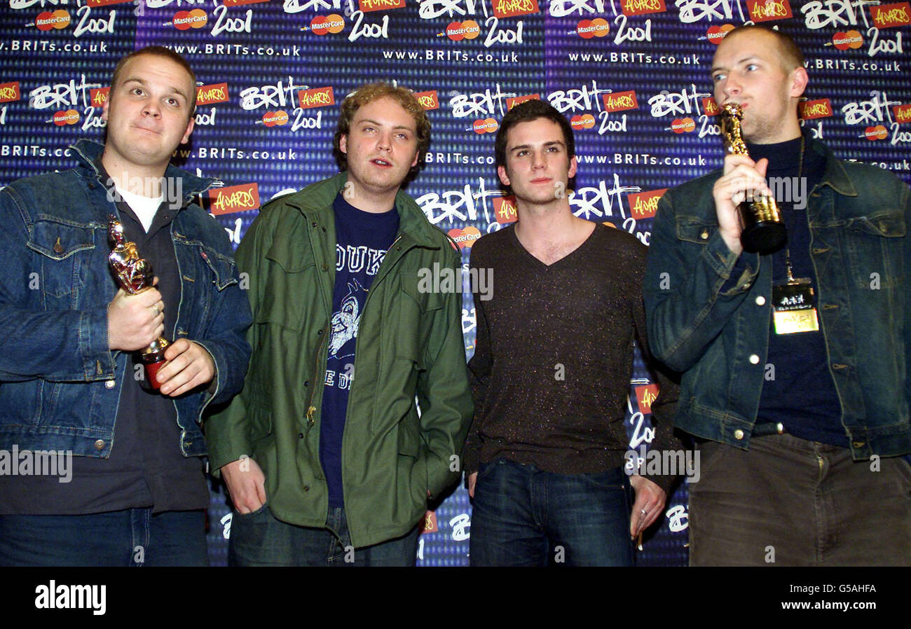 Pop group Coldplay with their awards for the Best British Group and ...