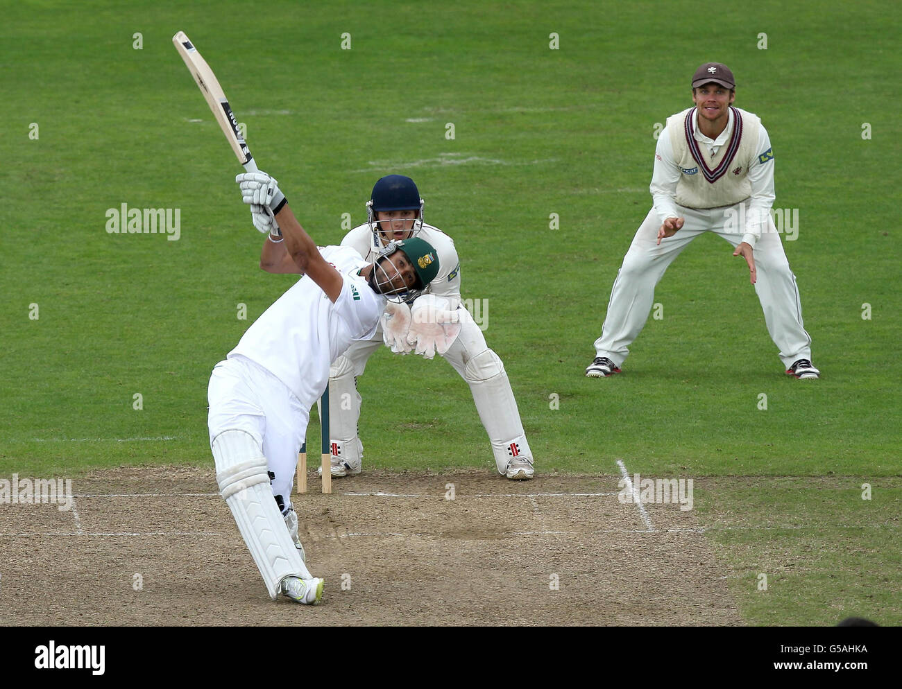 South Africa's Robin Petersen bats during the tour match at The County ...