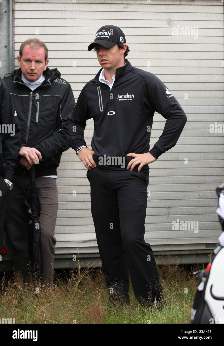 Northern Ireland's Rory McIlroy looks concerned after his stray ball ...