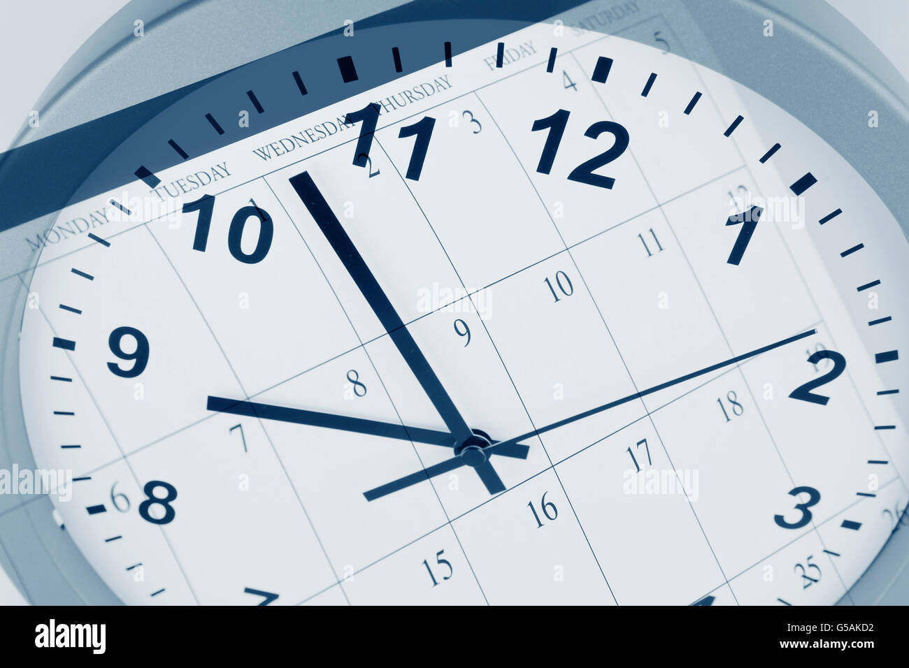 Clock face and calendar composite Stock Photo - Alamy
