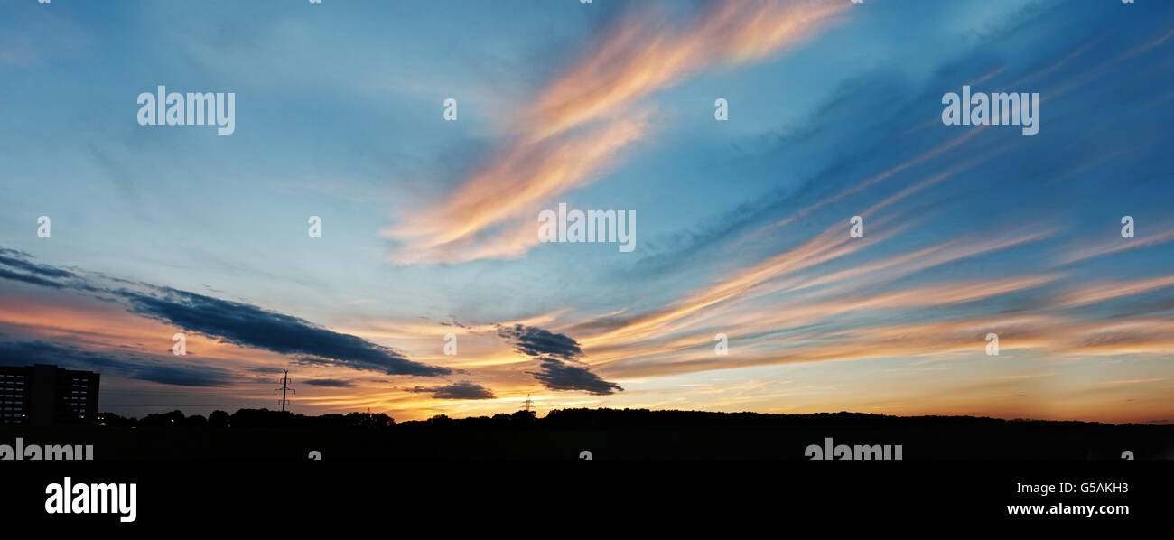 Panoramic view of sunset and sky background Stock Photo - Alamy