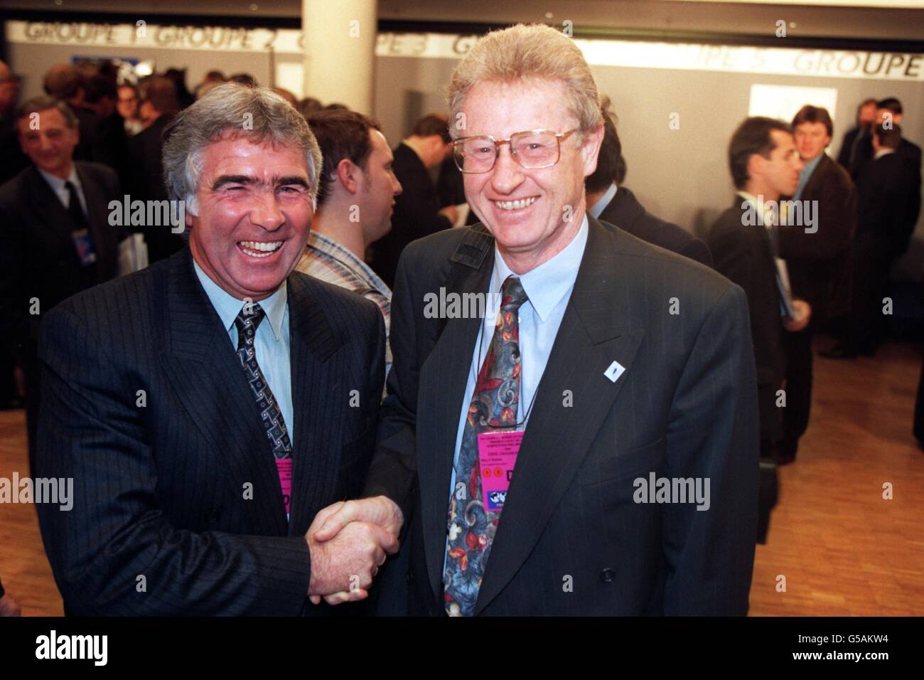 12-DEC-95, France 98 World Cup Draw. Wales manager Bobby Gould meets ...