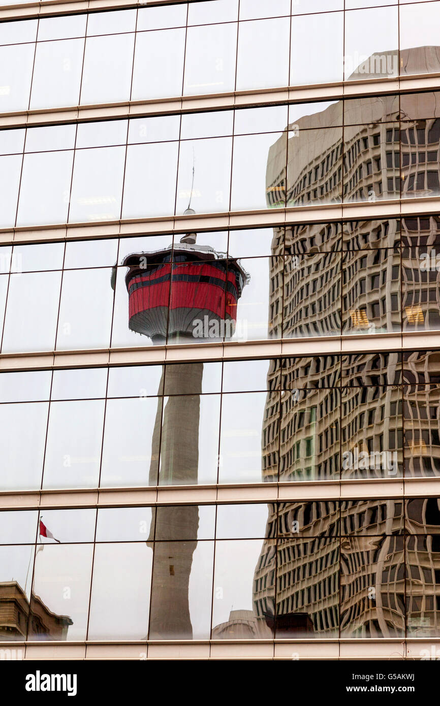 The iconic Calgary Tower, formerly known as Husky Tower, reflects off ... The iconic Calgary Tower, formerly known as Husky Tower, reflects off ...