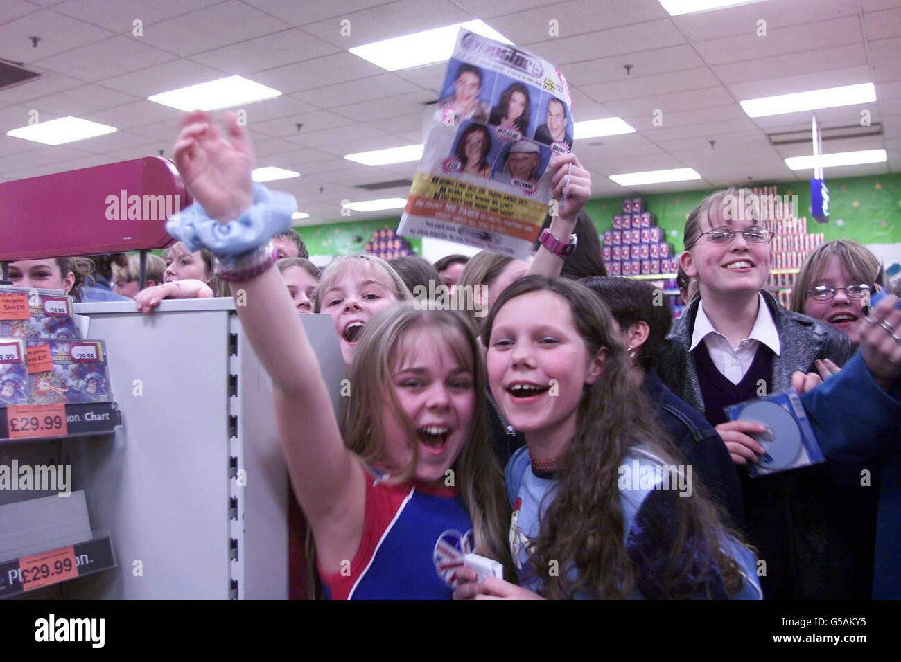 Fans of TV's 'Popstars' group, Hear'Say, before a signing session at a ...