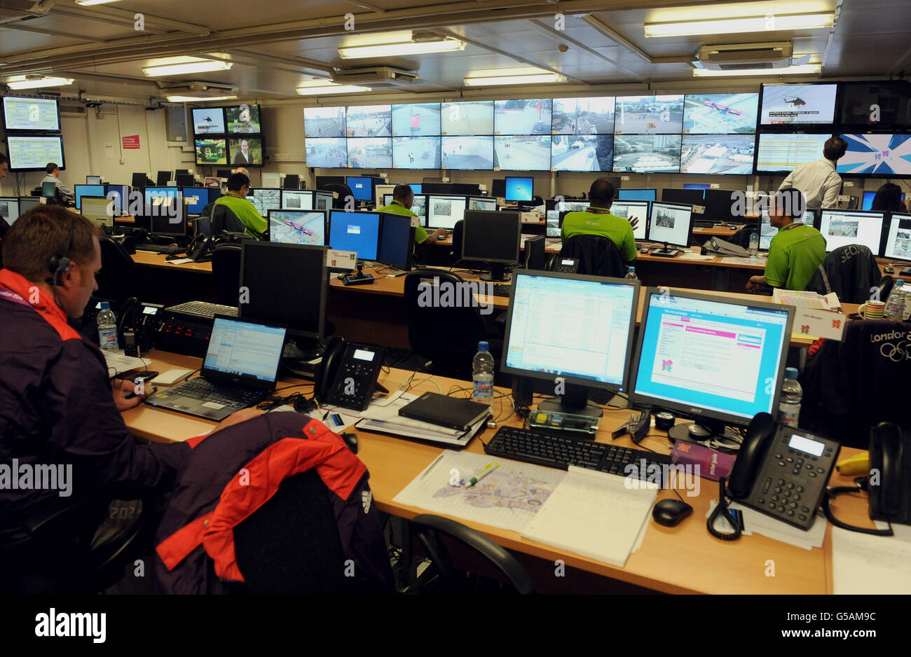 General view olympics security control room in olympic park hi-res ...