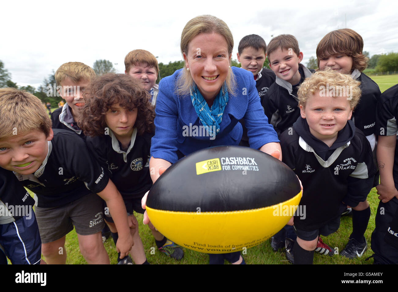 Shona Robison MSP during a photocall at the Strathmore Rugby Club ...