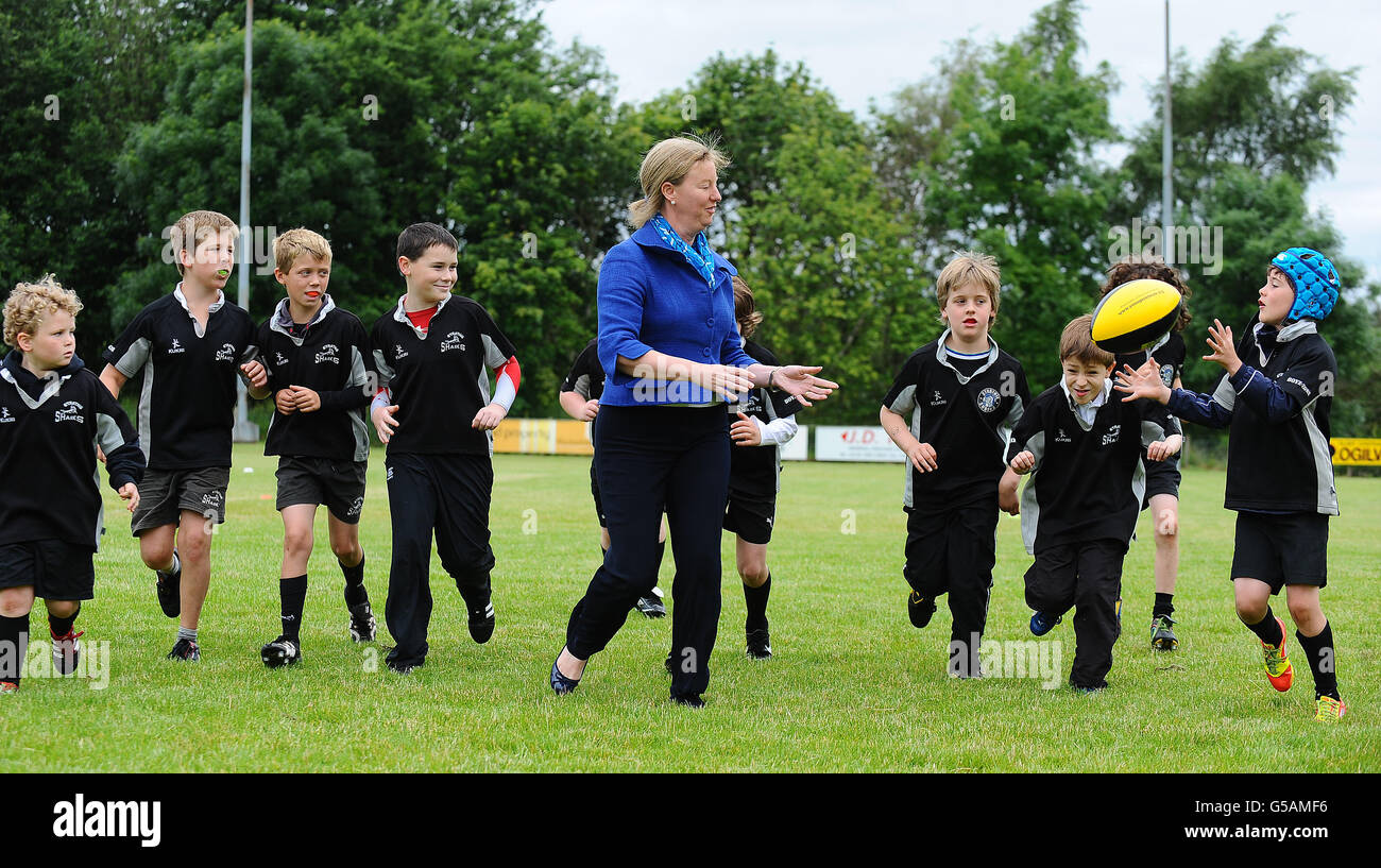 Shona Robison MSP during a photocall at the Strathmore Rugby Club ...