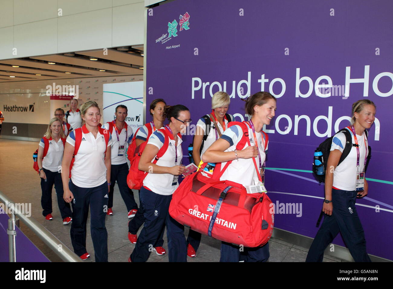 Members great britain rowing team arrive terminal in heathrow airport ...