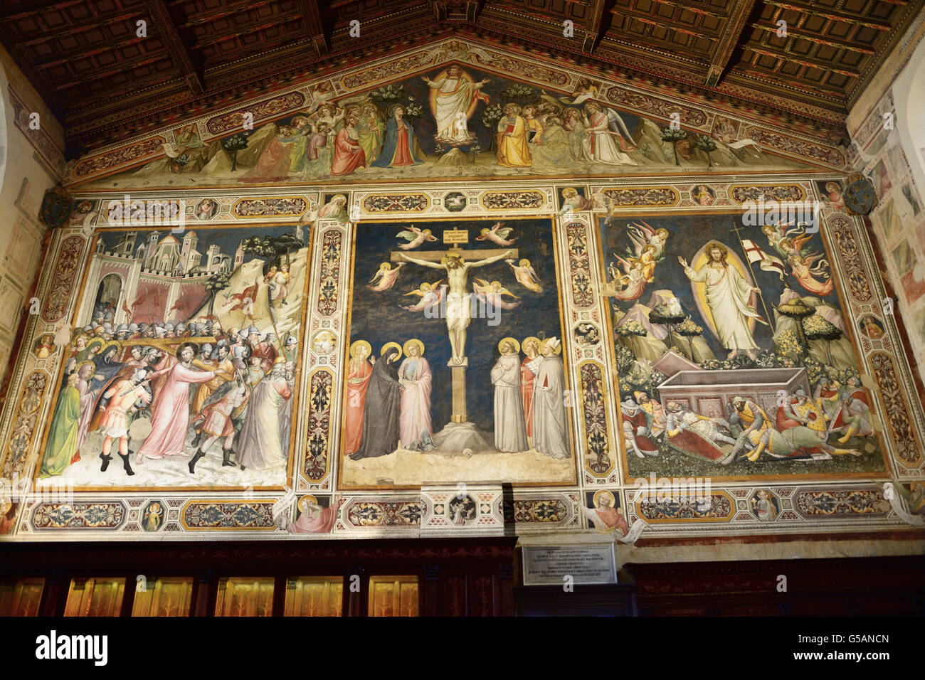 Four frescoes in the sacristy of the Basilica of Santa Croce, Basilica ...