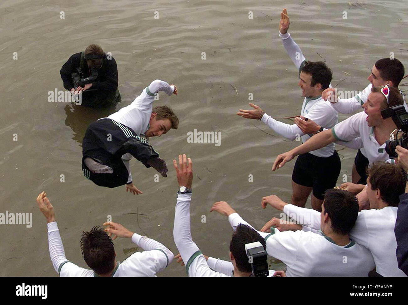 Cox Christian Cormack is thrown into the river as Cambridge celebrates ...