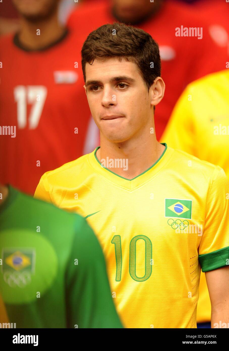 Brazil's Oscar walks out of the tunnel prior to the Brazil v Egypt ...