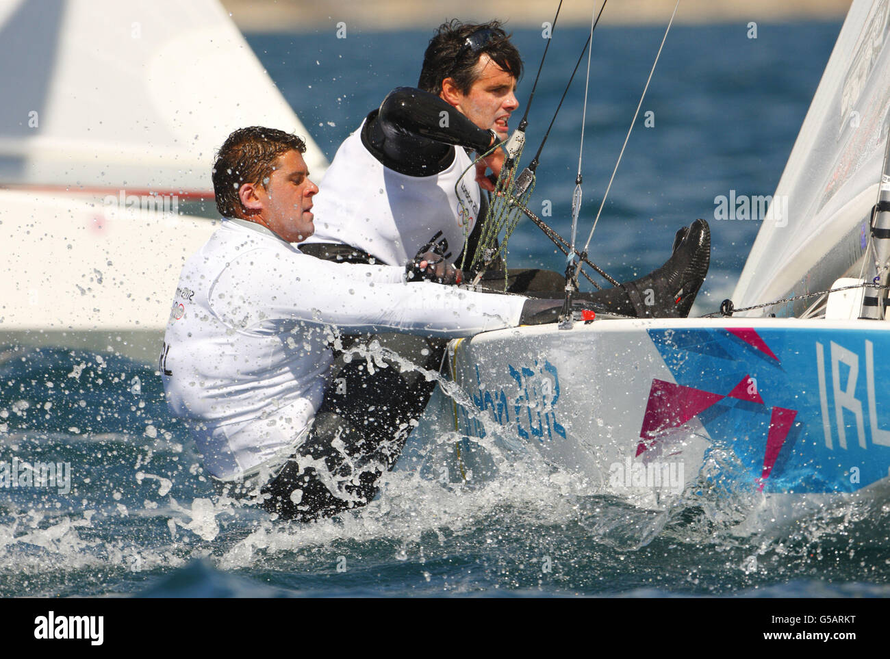 Ireland's Peter O'Leary and David Burrows (left) competing in the first ...