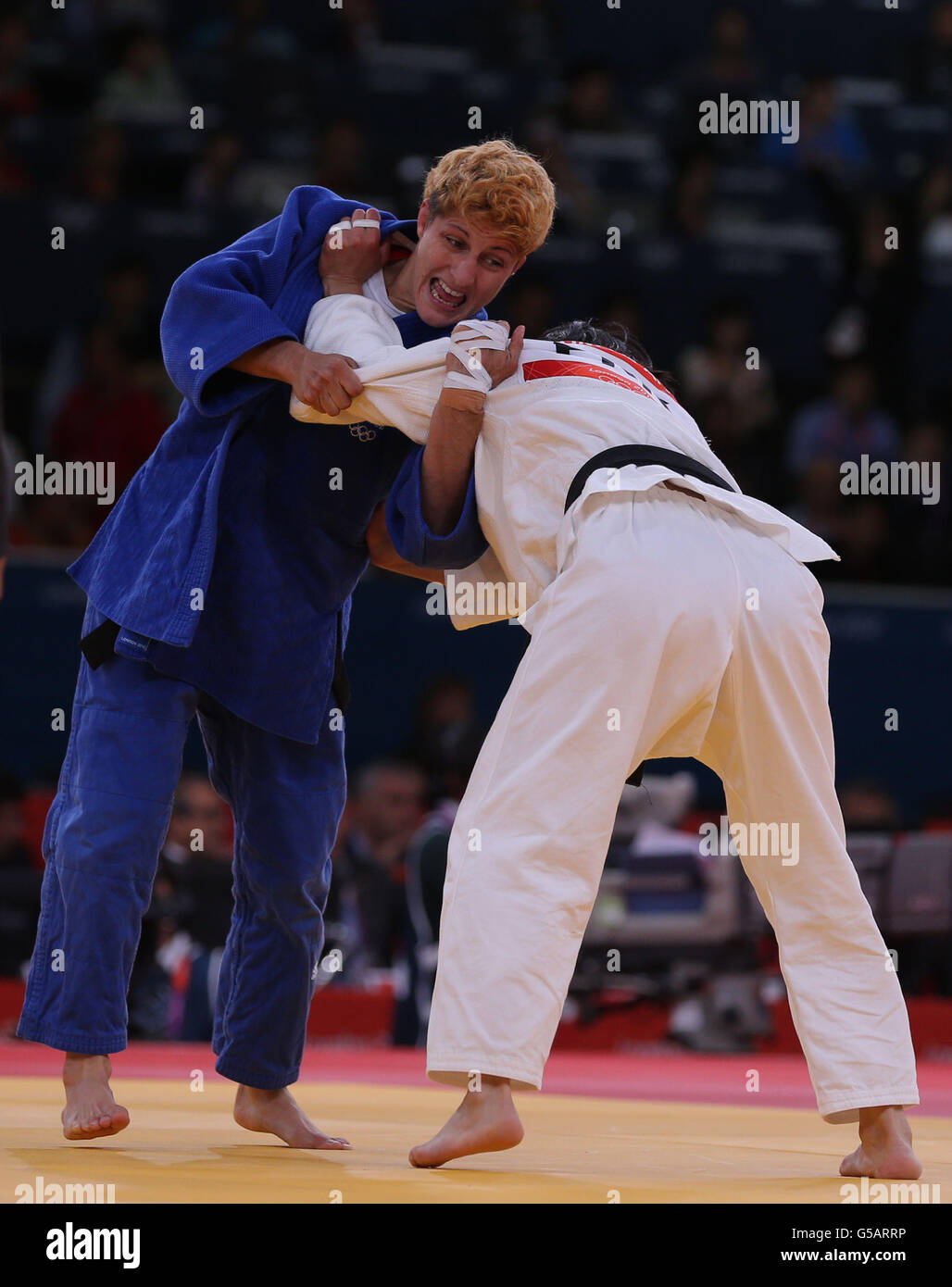 Great Britain's judo player Sophie Cox during her defeat to North Korea ...