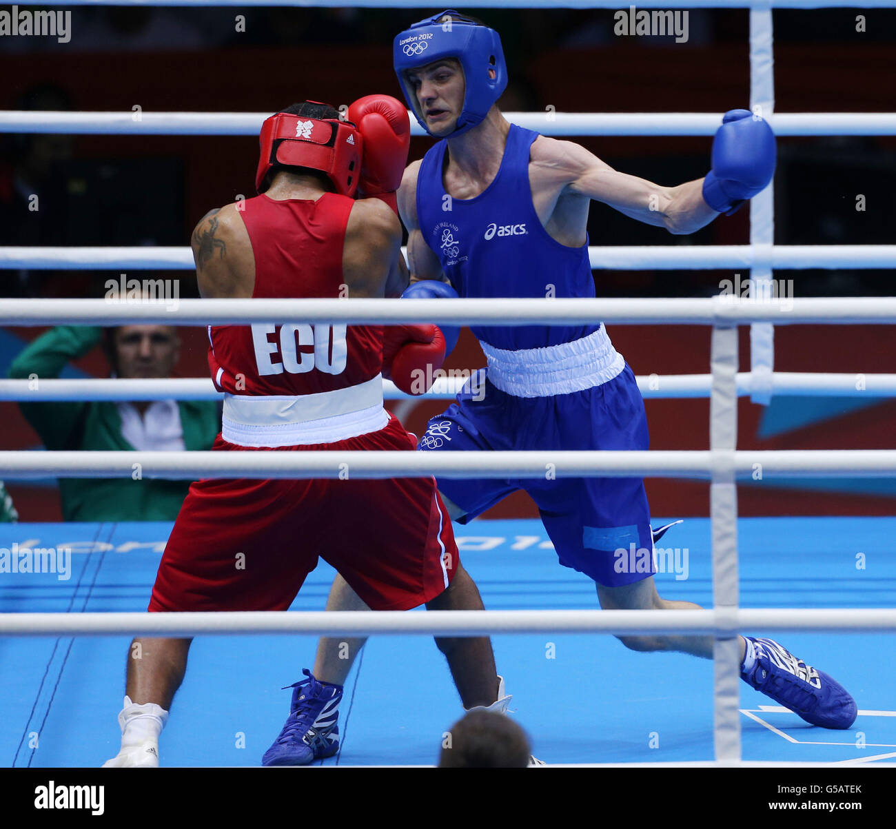 London Olympic Games - Day 2. Ireland boxer Adam Nolan on top during ...