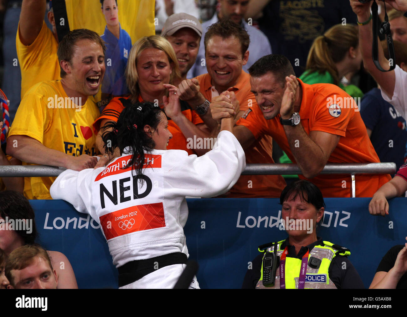 Netherlands Judo player Edith Bosch celebrates winning the Bronze Medal ...